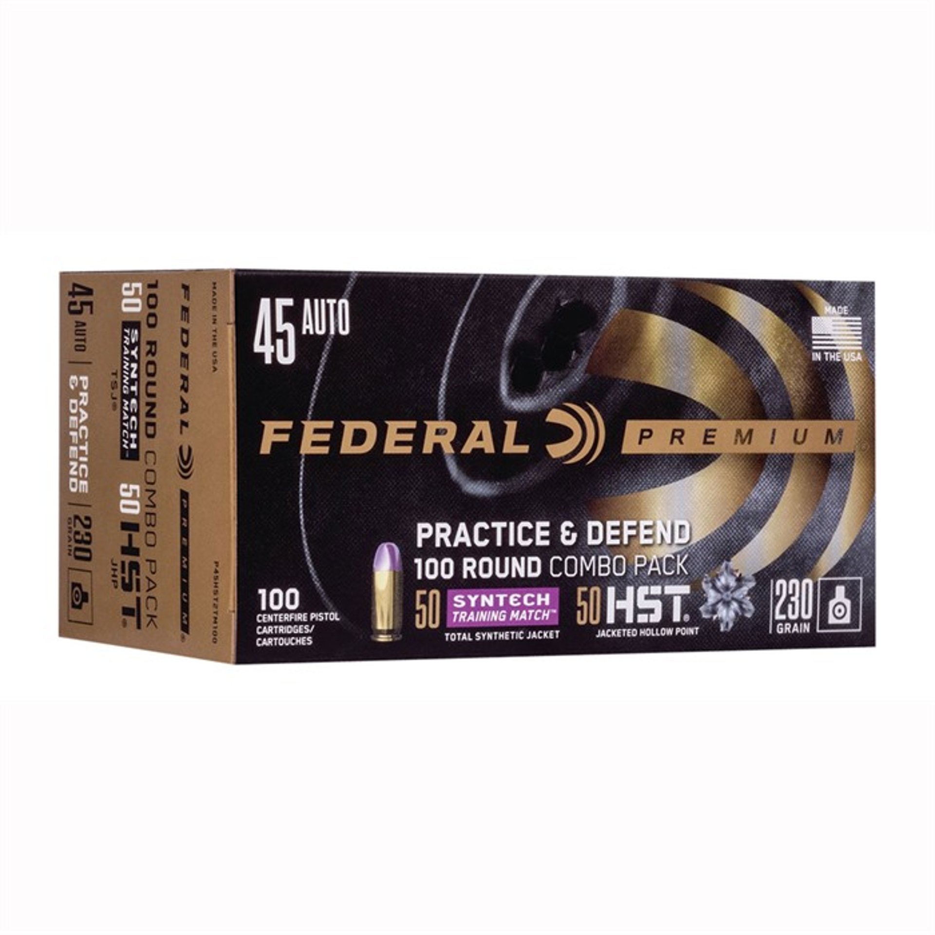 FEDERAL 45 ACP 230gr HST JHP/Syntech TSJ 100/Box SKU: 100054131