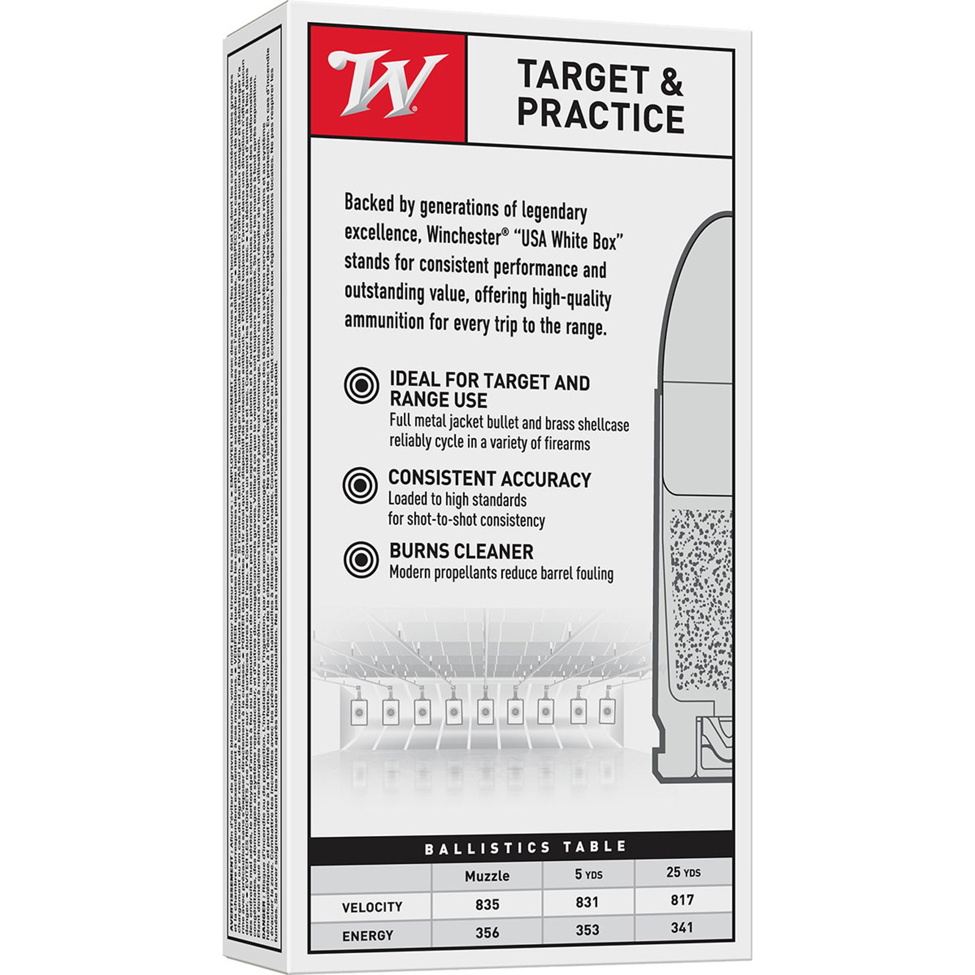 WINCHESTER USA White Box 45 ACP 230gr FMJ 100/Box SKU: 105202767