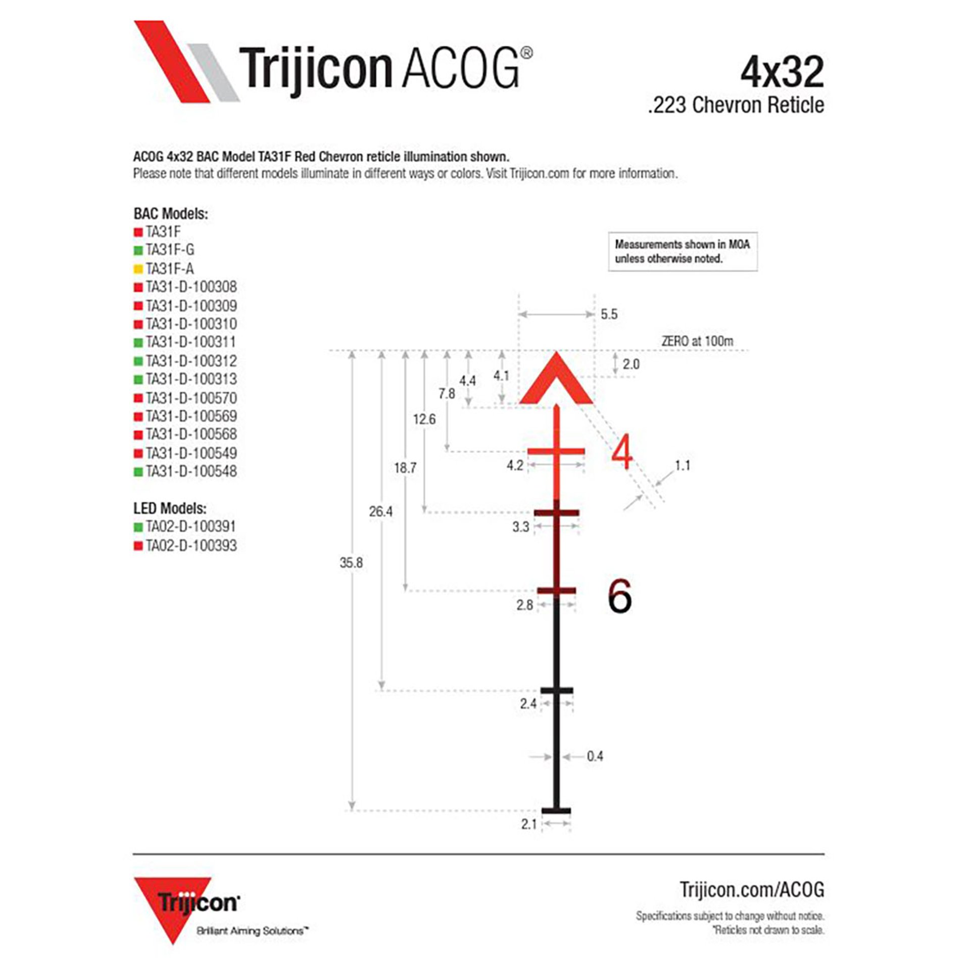 TRIJICON ACOG BAC 223/556 BDC 4x32mm FXD Red Crosshair W/TA51 MNT BLK ...