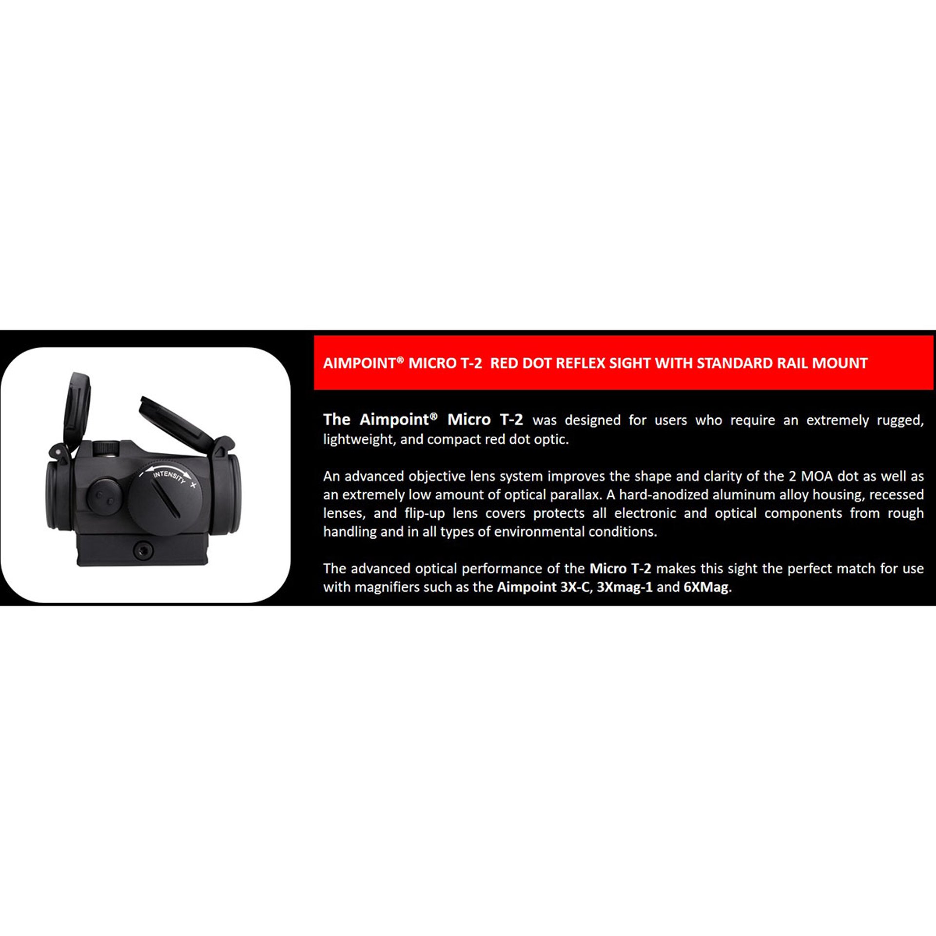 AIMPOINT Micro T-2 2 MOA Red Dot Reflex Sight W/FAST Mount FDE SKU ...