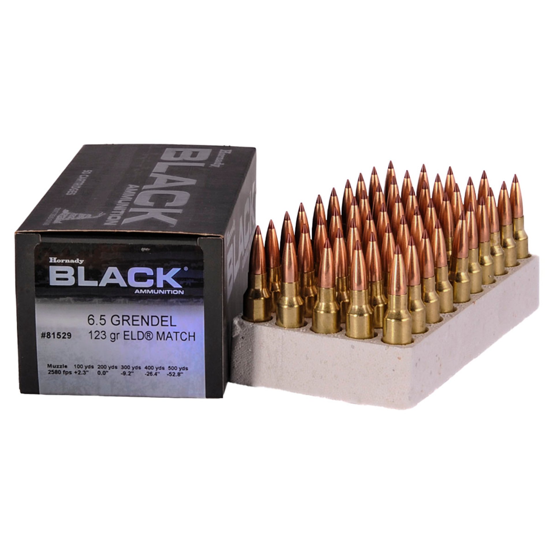 HORNADY BLACK 6.5MM GRENDEL RIFLE AMMO