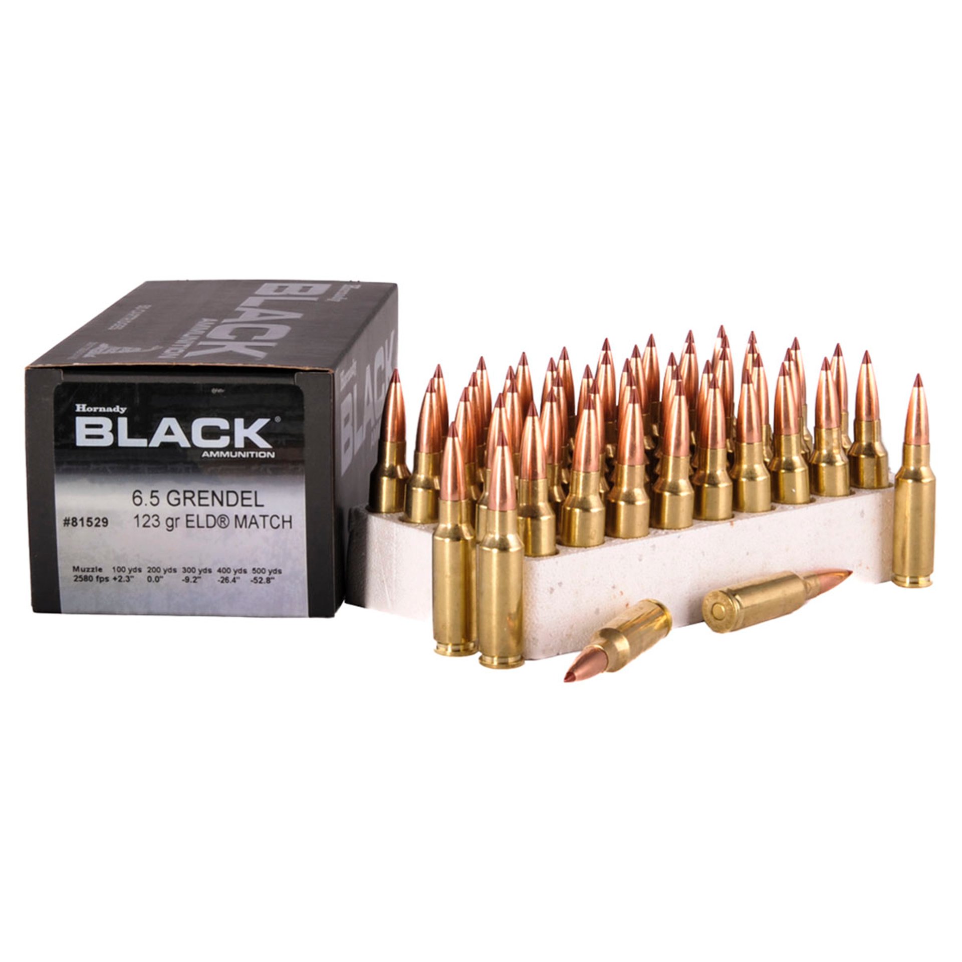 HORNADY BLACK 6.5MM GRENDEL RIFLE AMMO
