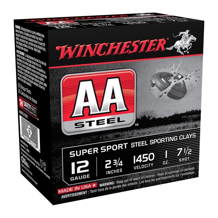 WINCHESTER AA STEEL 12 GAUGE 2-3/4" #7.5/8 SHOT SHOTGUN AMMO