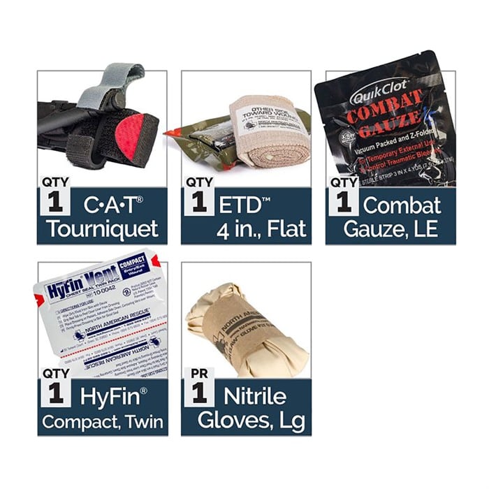 NORTH AMERICAN RESCUE M-FAK MINI FIRST AID BASIC KITS W/COMBAT GAUZE