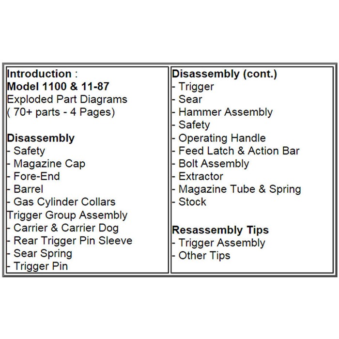 GUN-GUIDES ASSEMBLY AND DISASSEMBLY GUIDE FOR THE REMINGTON 1100