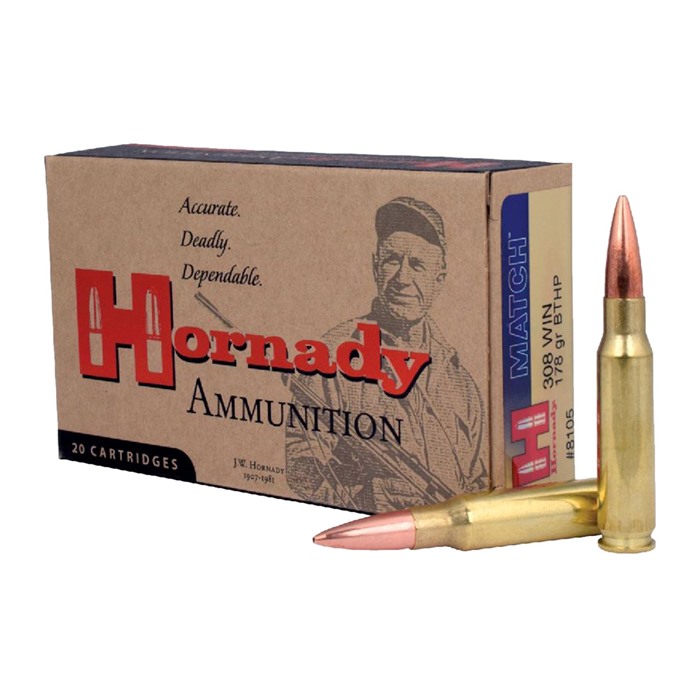 HORNADY MATCH 308 WINCHESTER HOLLOW POINT BOAT TAIL AMMO