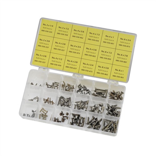 BROWNELLS UNPLATED STEEL FLAT HEAD WOOD SCREW KIT
