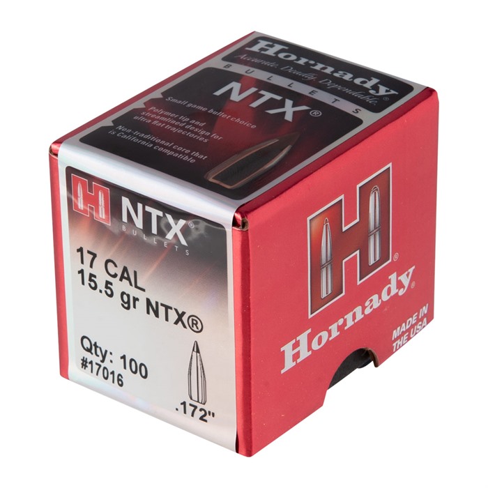 HORNADY NTX 17 CALIBER (0.172") LEAD FREE POLYMER TIP BULLETS
