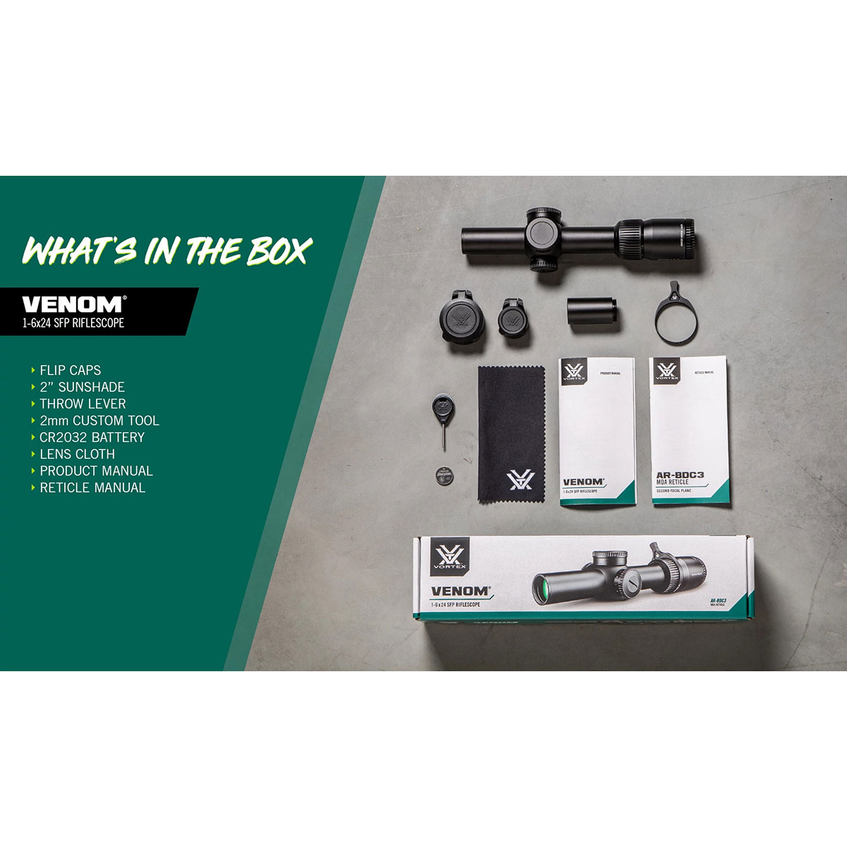 VORTEX OPTICS VENOM 1-6X24MM SFP ILLUMINATED RIFLE SCOPE