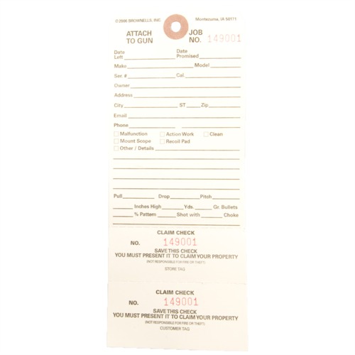 BROWNELLS DOUBLE STUB CLAIM CHECKS