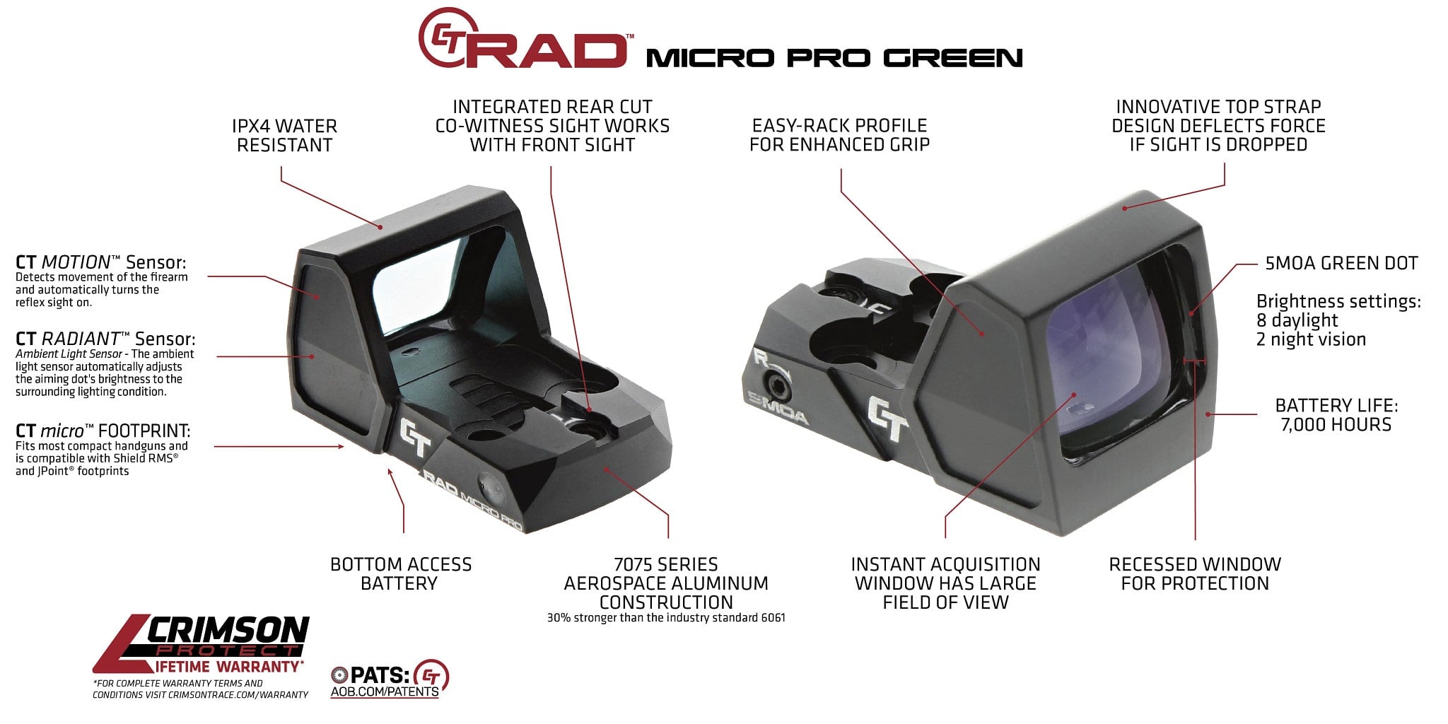 CRIMSON TRACE CORPORATION CT RAD MICRO PRO - RAPID AIMING DOT REFLEX ...
