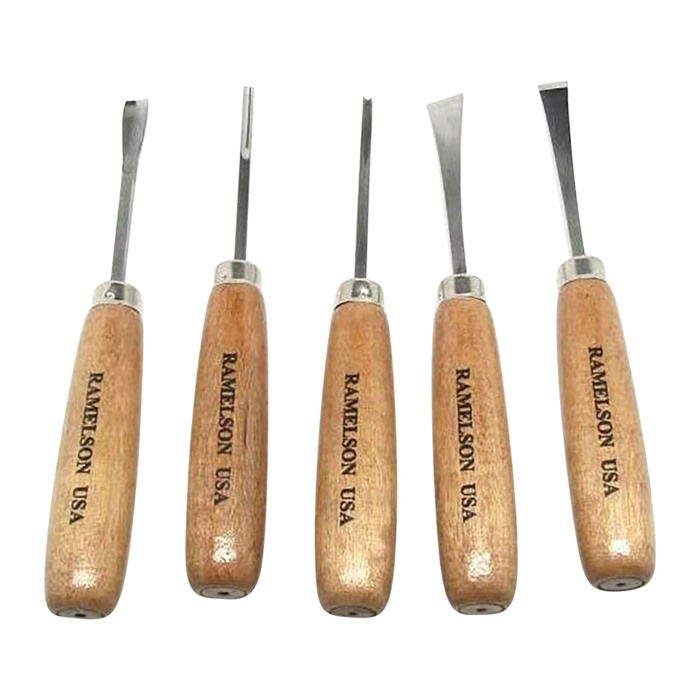 U.J. RAMELSON 5 PIECE BASIC STRAIGHT HANDLE WOODCARVING SET
