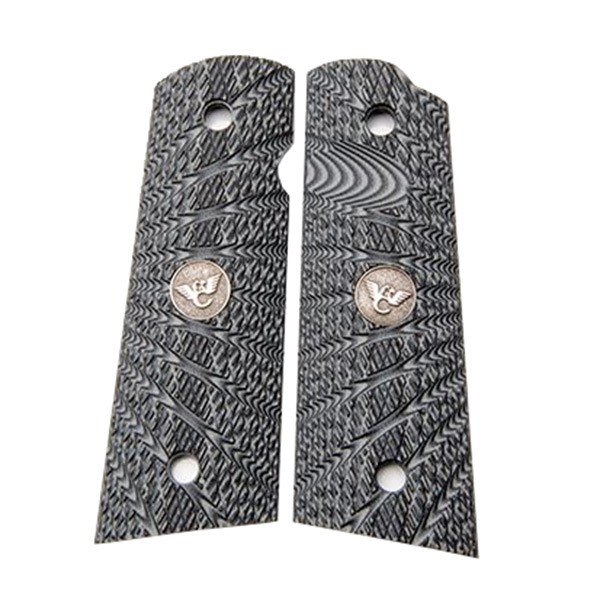 WILSON COMBAT GRIPS, FULL SIZE, GRAY/BLACK G10, AGGRESSIVE STARBURST, FLAT