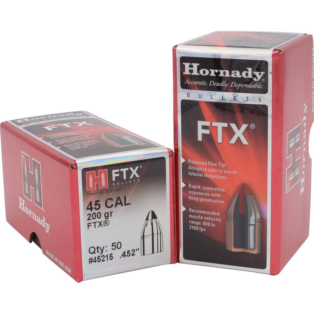 HORNADY FTX® 45 CALIBER (0.452") POLYMER TIPPED PISTOL BULLETS