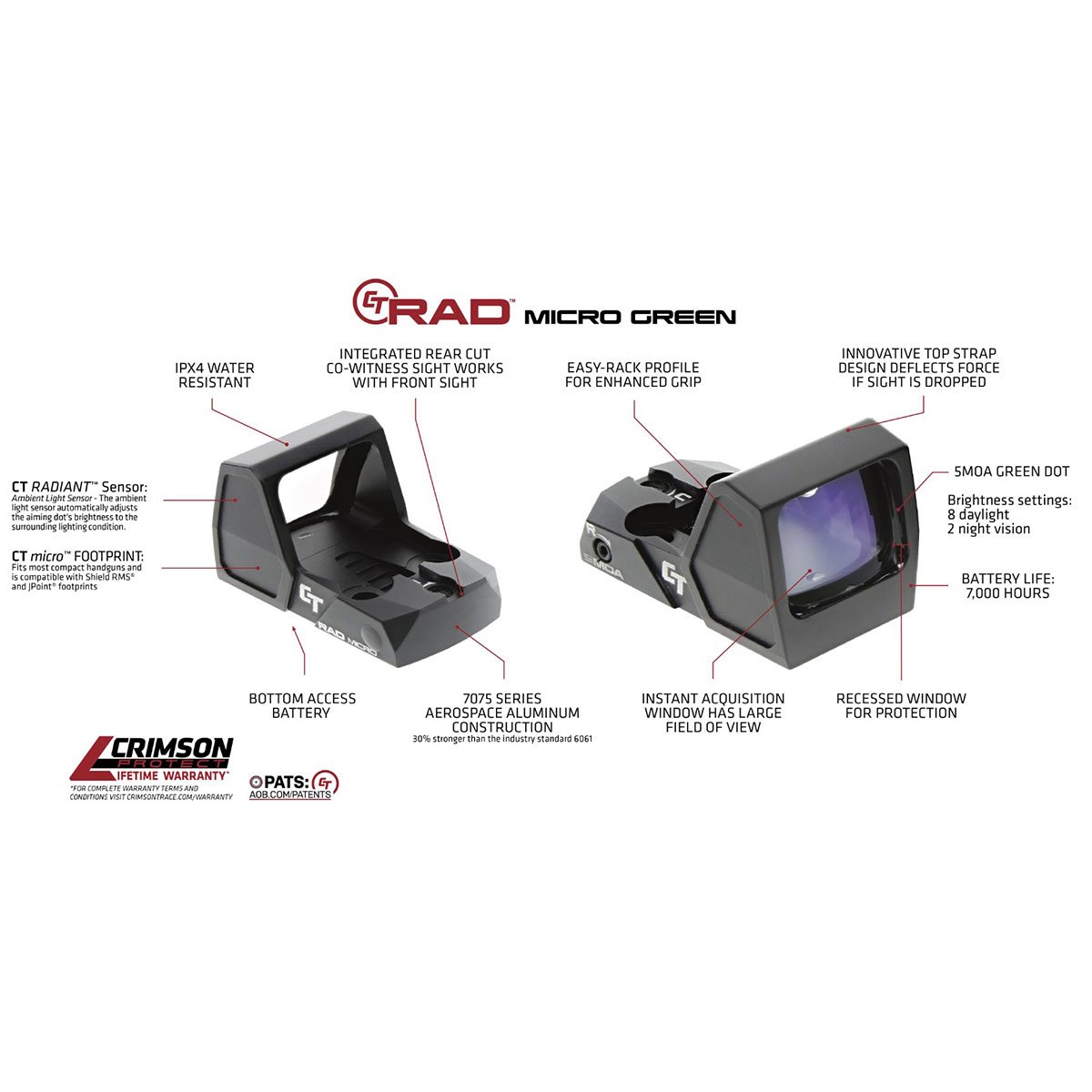 CRIMSON TRACE CORPORATION CT RAD® MICRO - RAPID AIMING DOT REFLEX SIGHT