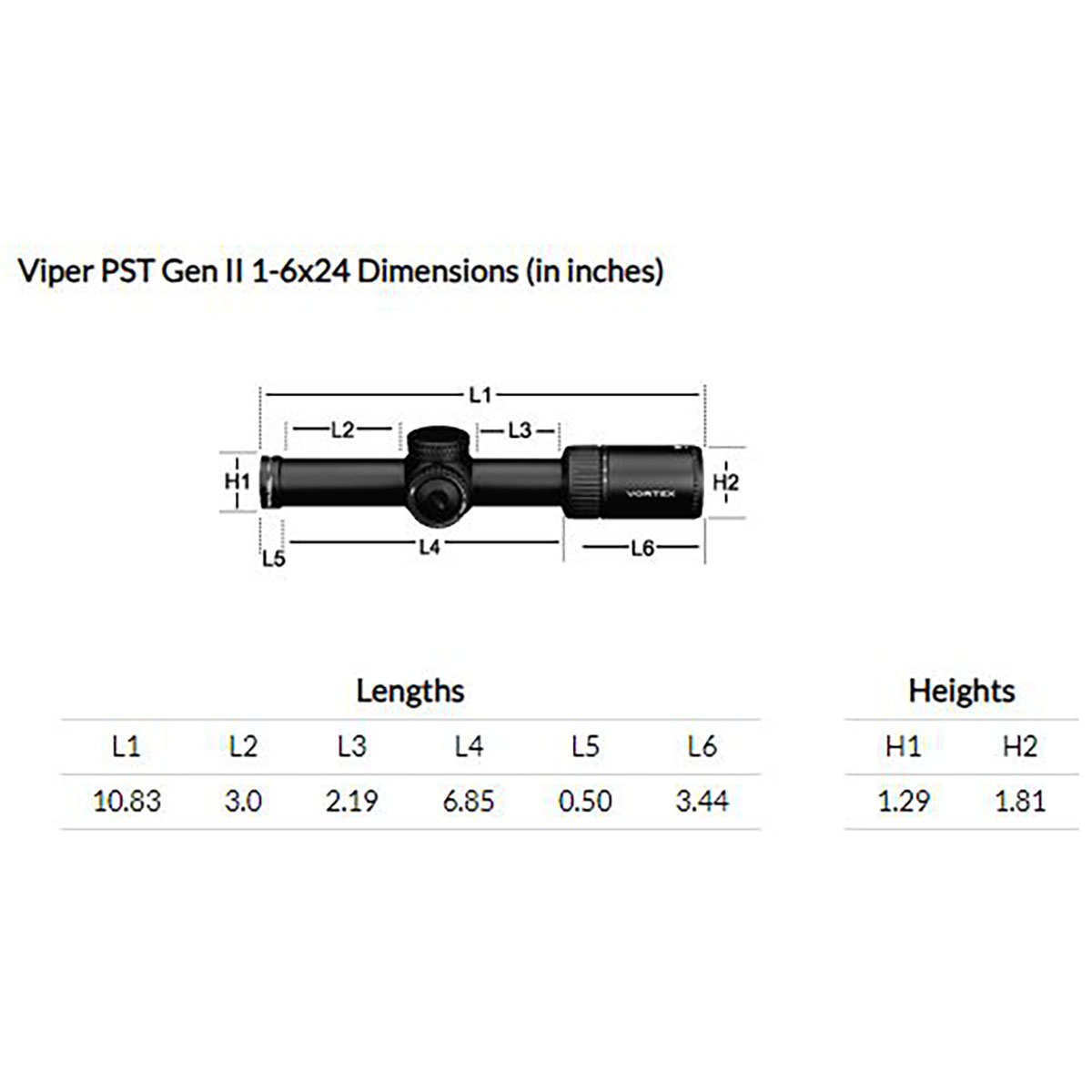 VORTEX OPTICS Viper PST Gen II 1-6x24mm SFP VMR-2 MRAD Matte Black W ...