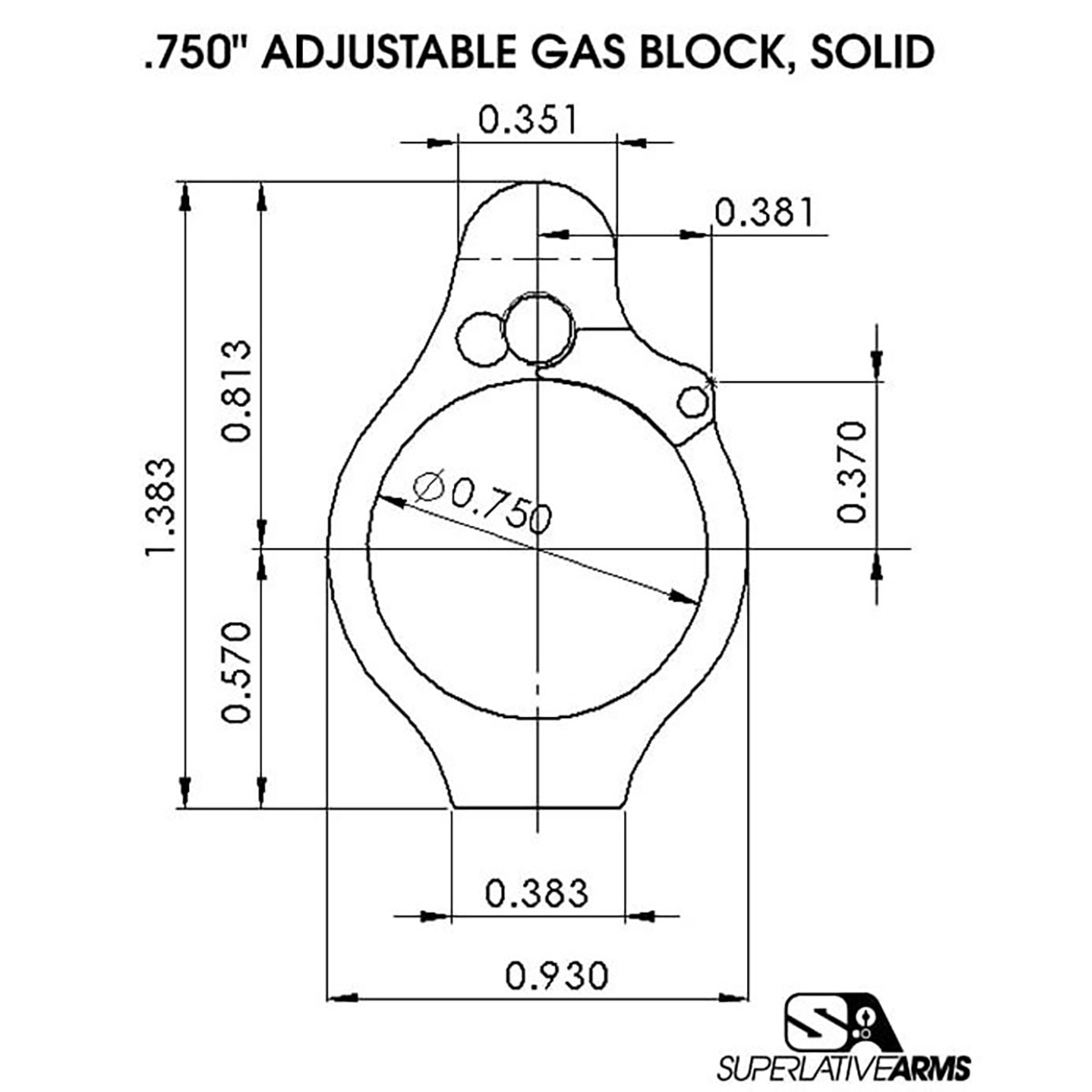 SUPERLATIVE ARMS LLC AR-15 SOLID ADJUSTABLE GAS BLOCK