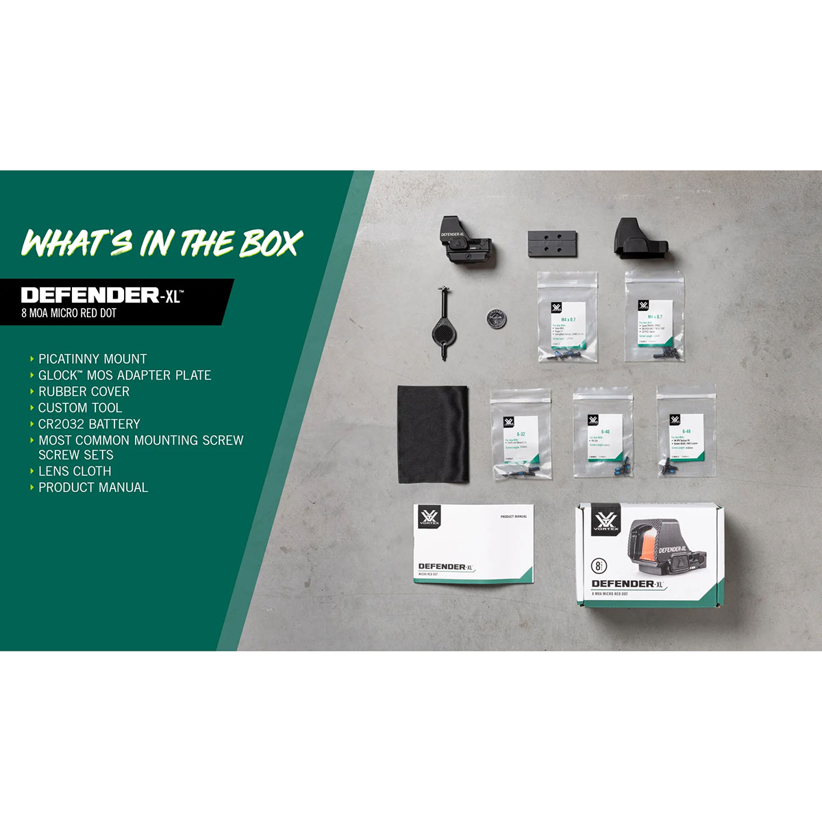 VORTEX OPTICS Defender-XL 8 MOA Reticle Micro Red Dot Black SKU: 430111597