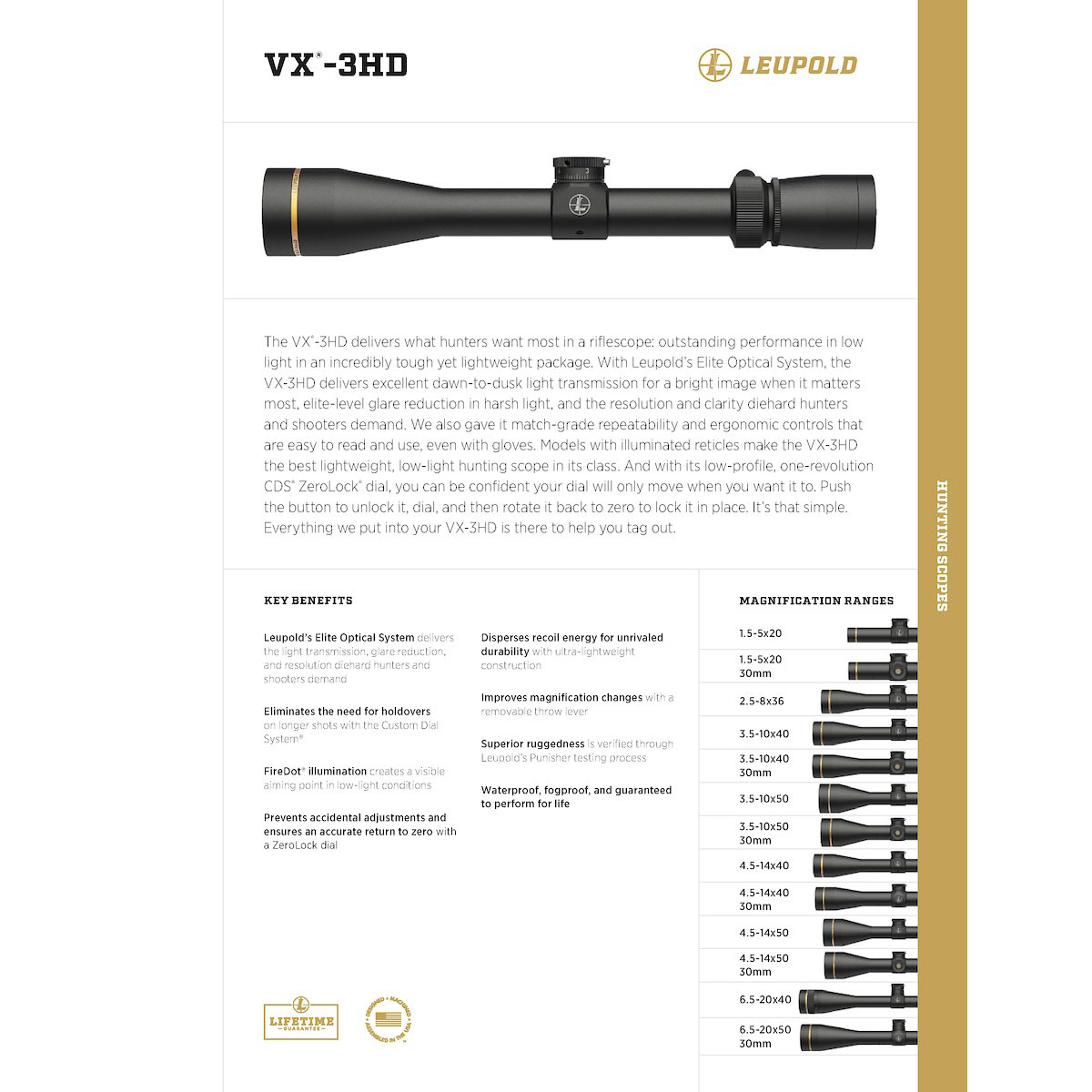 LEUPOLD VX-3HD 3.5-10X50MM SFP RIFLE SCOPE