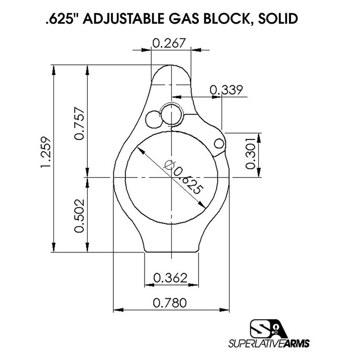 SUPERLATIVE ARMS LLC AR-15 SOLID ADJUSTABLE GAS BLOCK