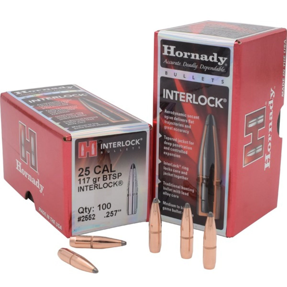 HORNADY INTERLOCK® 25 CALIBER (0.257") BOAT TAIL SPIRE POINT BULLETS