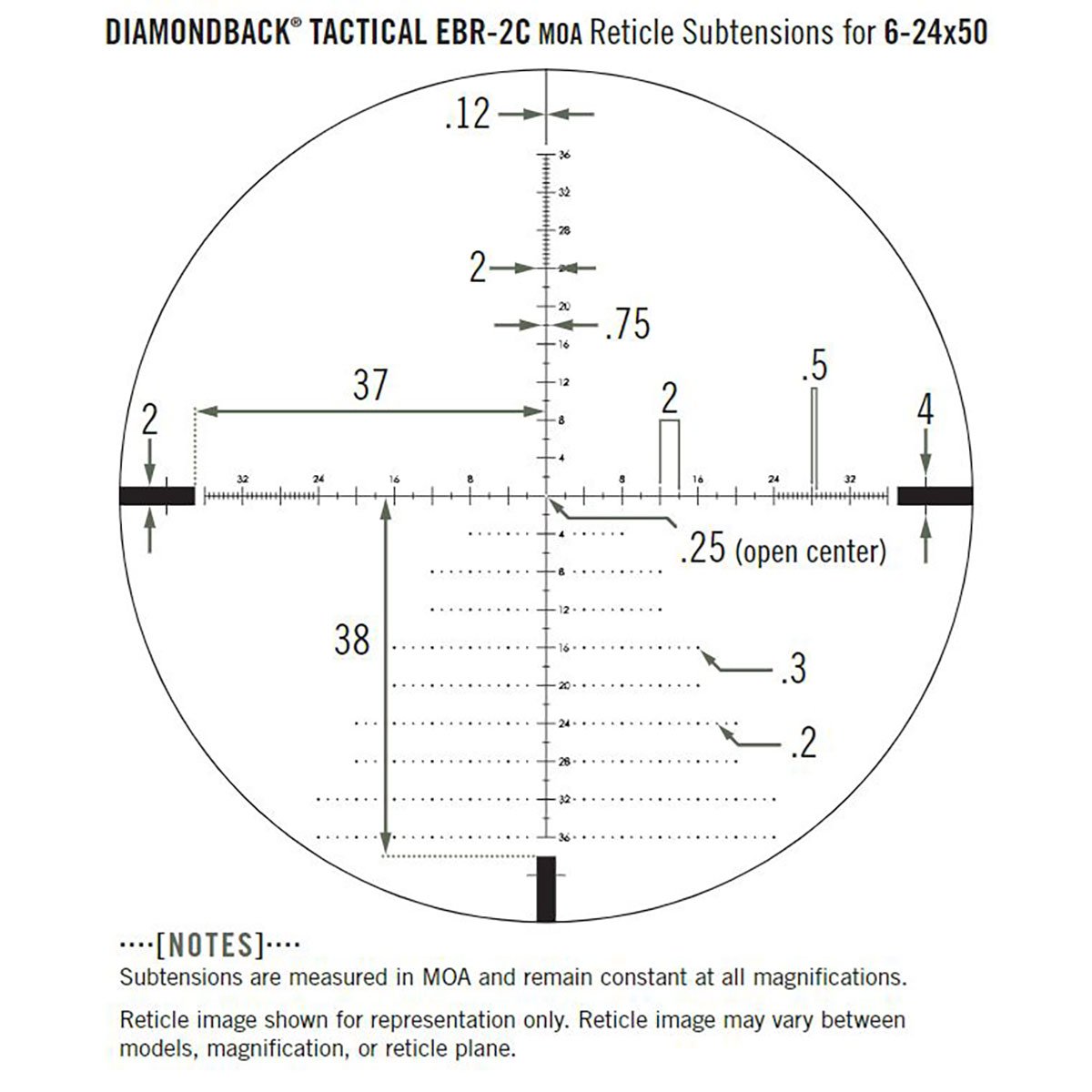 VORTEX OPTICS Diamondback Tactical 6-24x50mm FFP EBR-2C MOA Black SKU ...