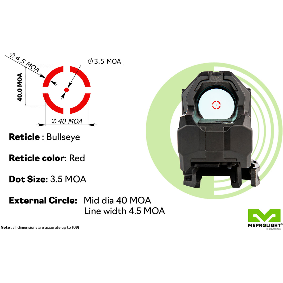 MEPROLIGHT M22 PICATINNY FOOTPRINT SELF-ILLUMINATED REFLEX SIGHT