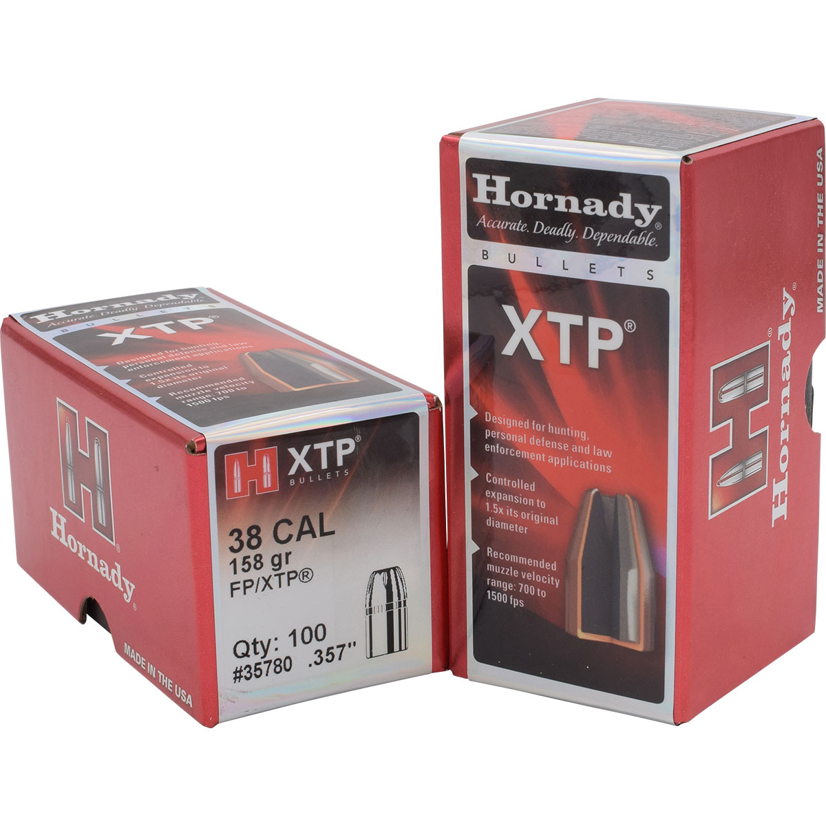 HORNADY XTP® .38 CALIBER (0.357") FLAT POINT HANDGUN BULLETS
