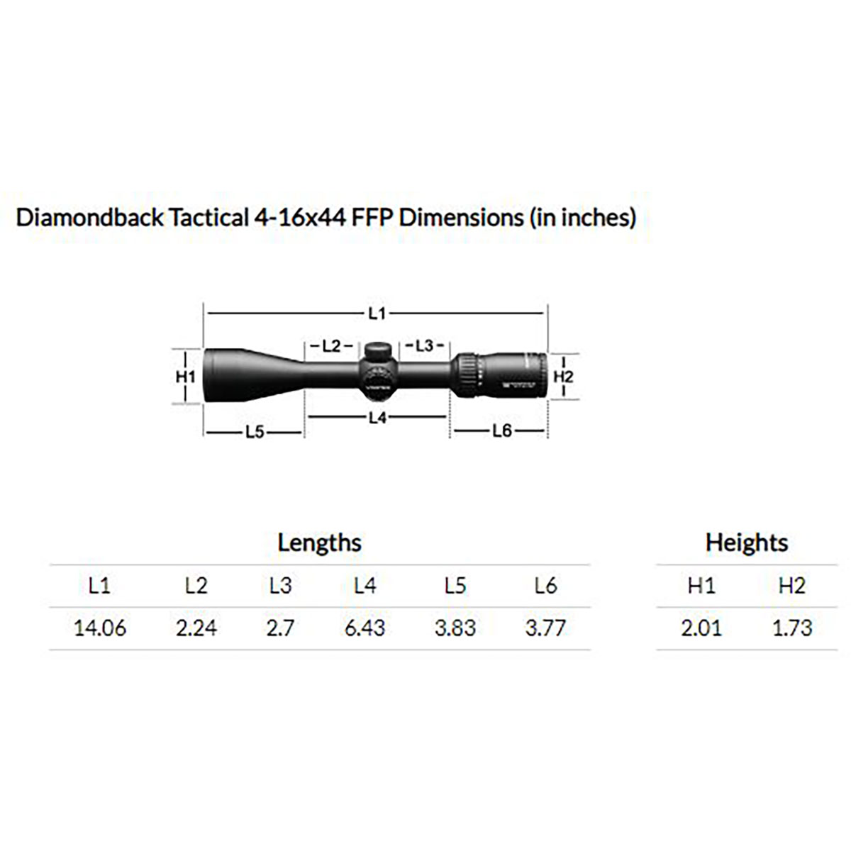 VORTEX OPTICS Diamondback Tactical 4-16x44mm FFP EBR-2C MOA Blk W/Mount ...