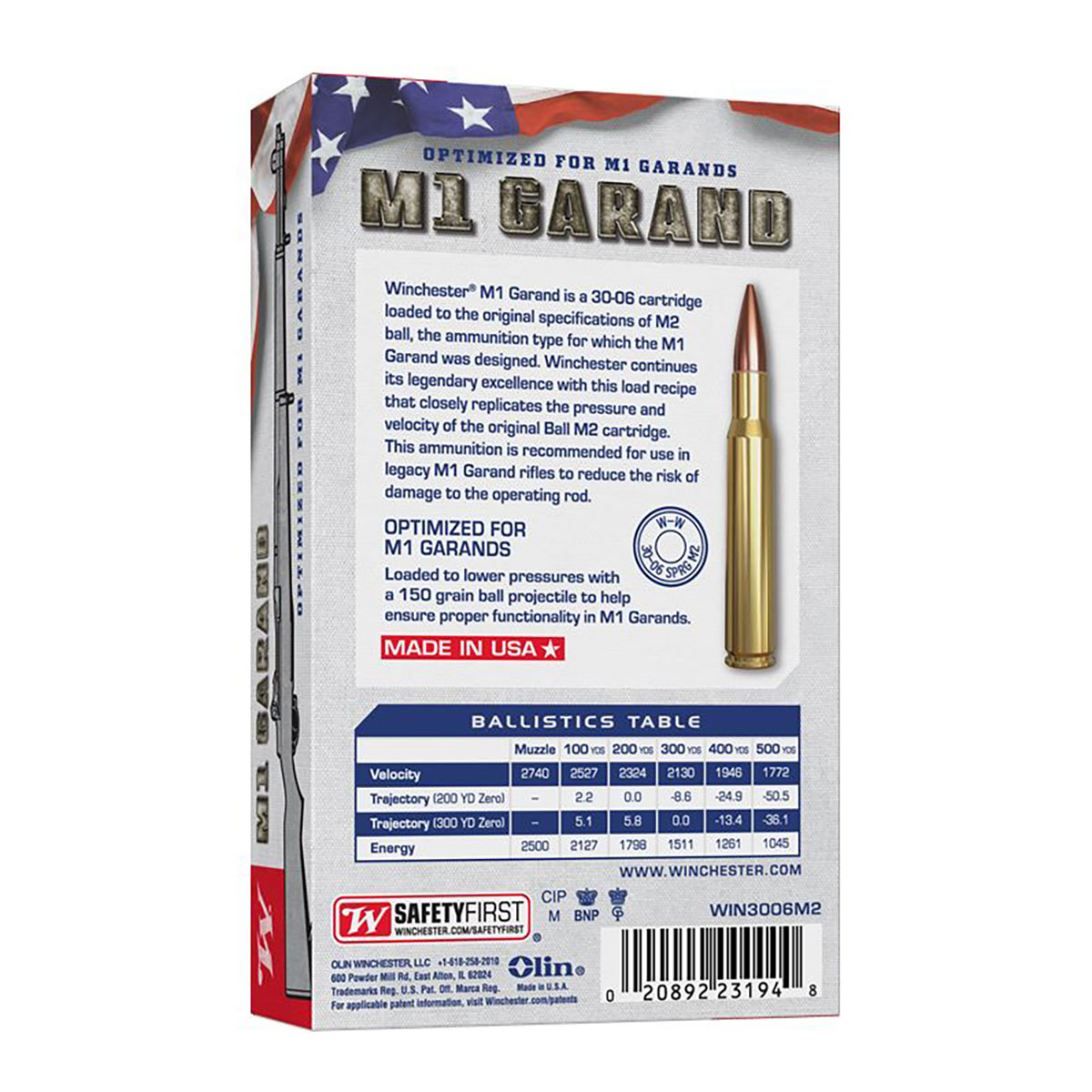 WINCHESTER M1 GARAND 30-06 SPRINGFIELD RIFLE AMMO