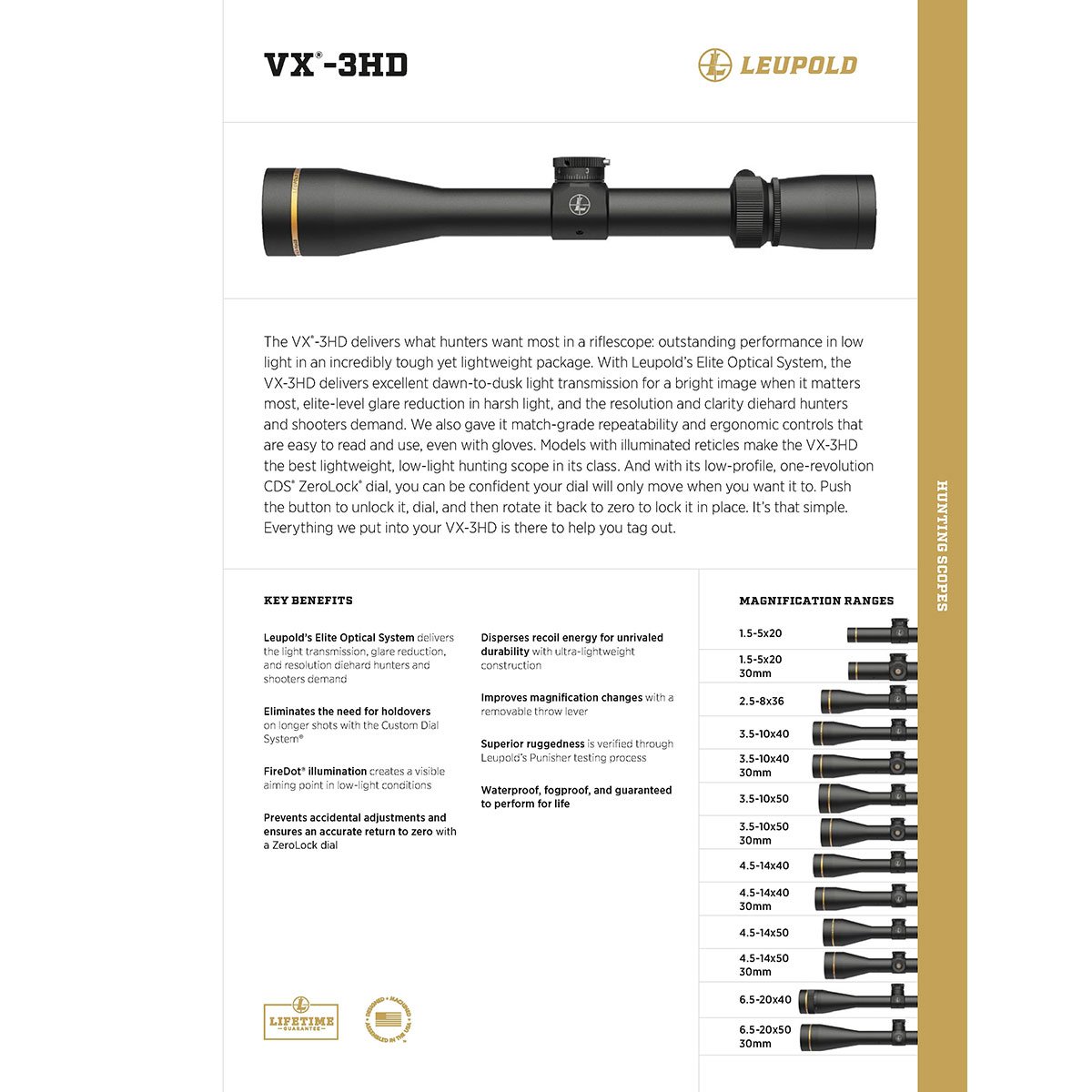 LEUPOLD VX-3HD 3.5-10X40MM SFP CDS-ZL RIFLE SCOPE