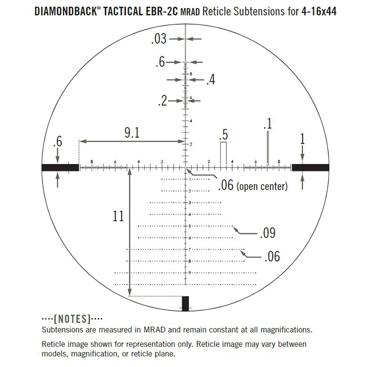 VORTEX OPTICS Diamondback Tactical 4-16x44mm FFP EBR-2C MOA Black SKU ...