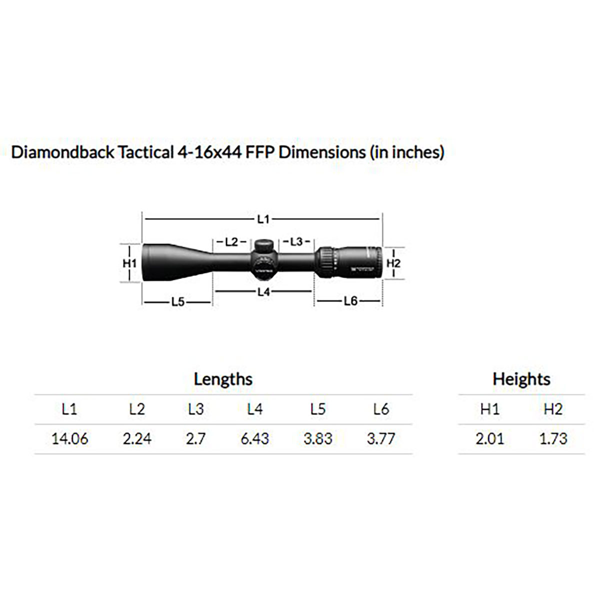 VORTEX OPTICS Diamondback Tactical 4-16x44mm FFP EBR-2C MRAD Black SKU ...