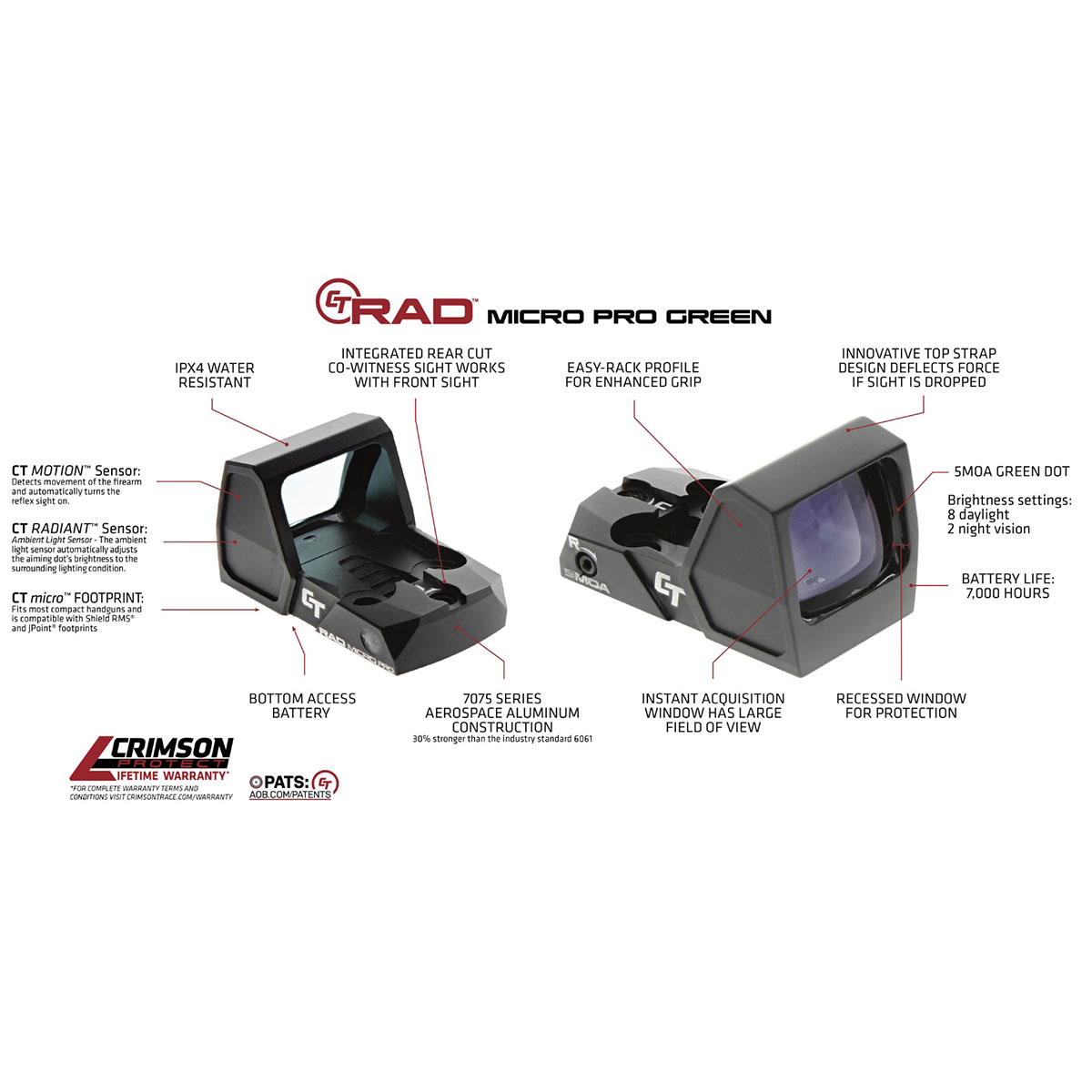 CRIMSON TRACE CORPORATION CT RAD® MICRO PRO - RAPID AIMING DOT REFLEX SIGHT
