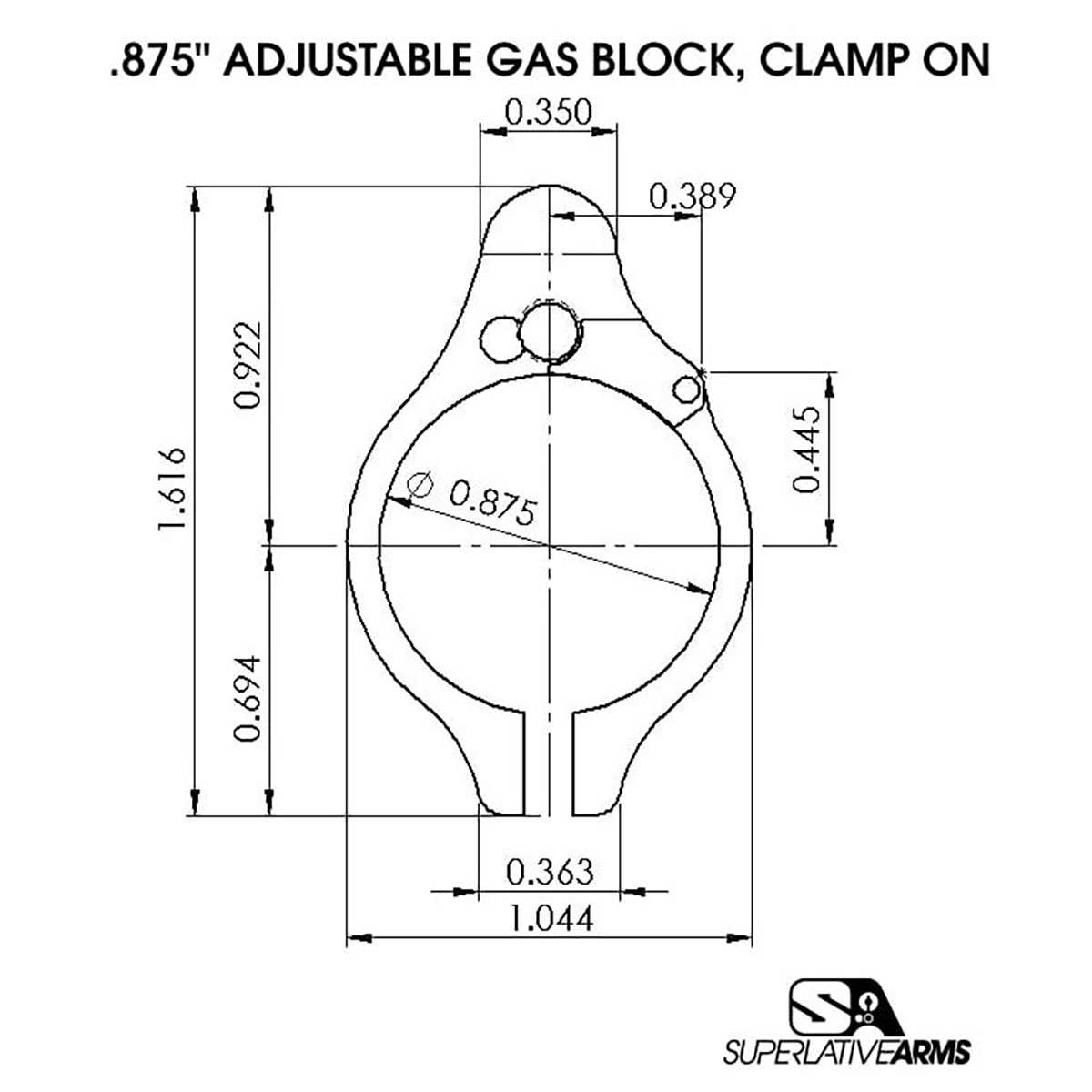 SUPERLATIVE ARMS LLC AR-15 CLAMP ON ADJUSTABLE GAS BLOCK