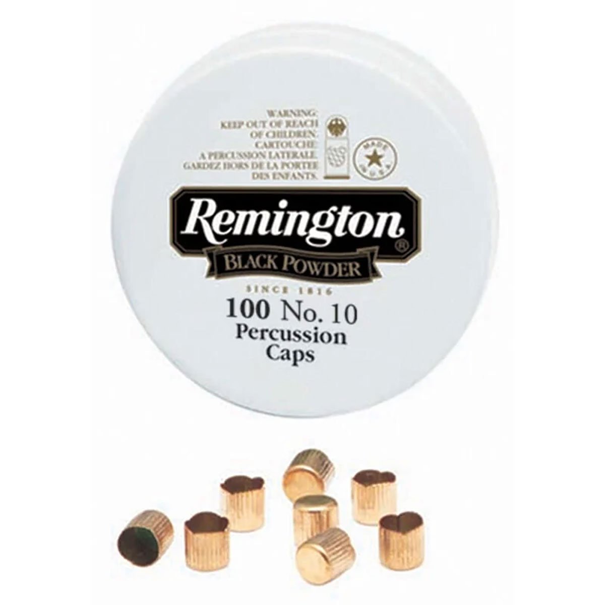 REMINGTON #10 PERCUSSION CAPS 100-COUNT TIN
