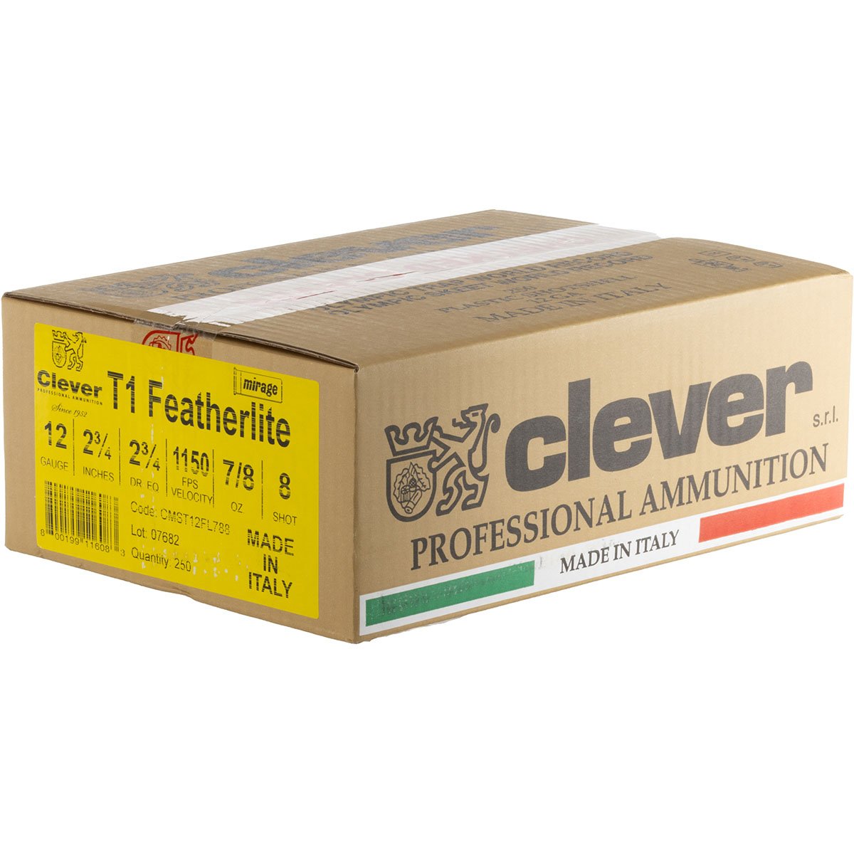 CLEVER MIRAGE SUPER TARGET FEATHERLITE T1 12GA 2-3/4" #8 SHOTGUN AMMO