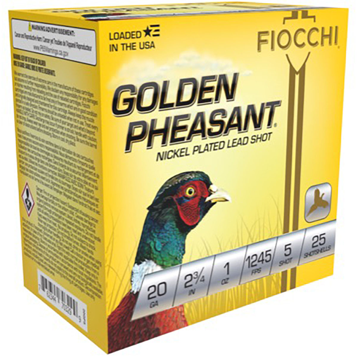 FIOCCHI AMMUNITION GOLDEN PHEASANT 20 GAUGE 2-3/4" #5 SHOT SHOTGUN AMMO ...