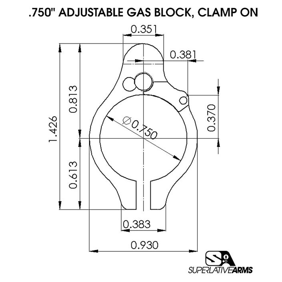 SUPERLATIVE ARMS LLC AR-15 CLAMP ON ADJUSTABLE GAS BLOCK
