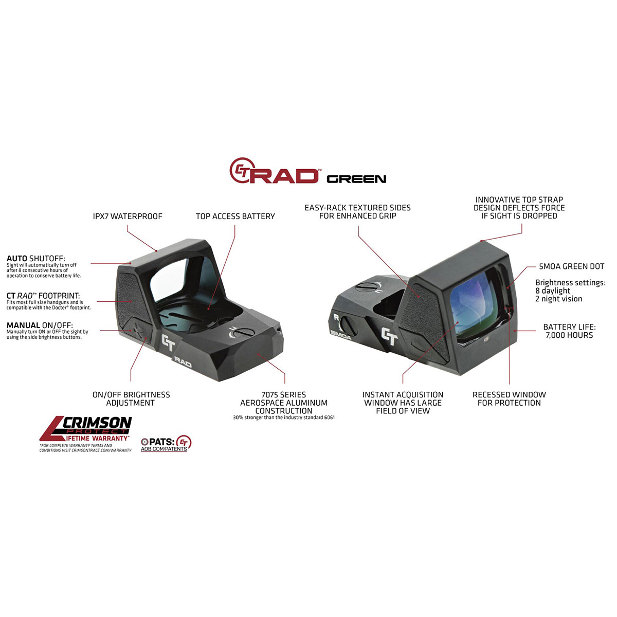 CRIMSON TRACE CORPORATION CT RAD Rapid Aiming Dot 5 MOA Green Dot ...