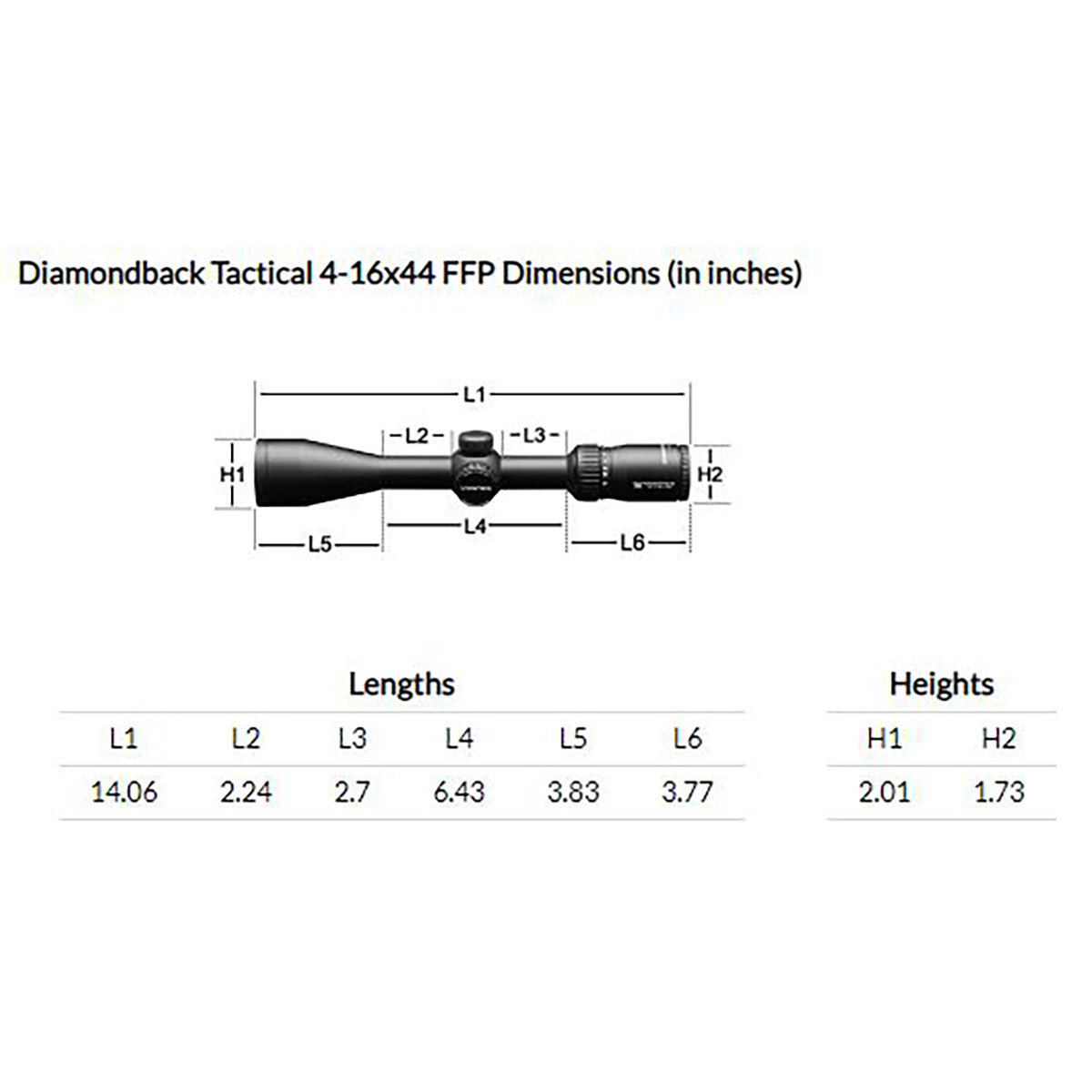 VORTEX OPTICS Diamondback Tactical 4-16x44mm FFP EBR-2C MOA Blk W/Mount ...