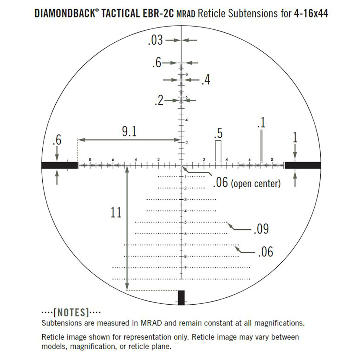 VORTEX OPTICS Diamondback Tactical 4-16x44mm FFP EBR-2C MOA Blk W/Mount ...