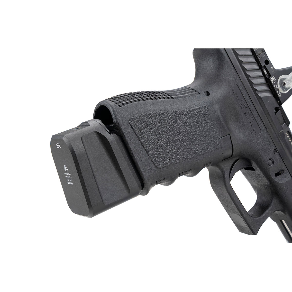 STRIKE INDUSTRIES ALUMINUM EXTENDED MAG PLATE FOR GLOCK G19 (9MM)