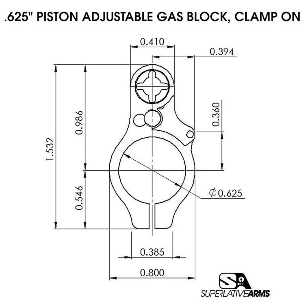 SUPERLATIVE ARMS LLC AR-15 ADJUSTABLE PISTON SYSTEM WITH CLAMP ON 0.625 ...
