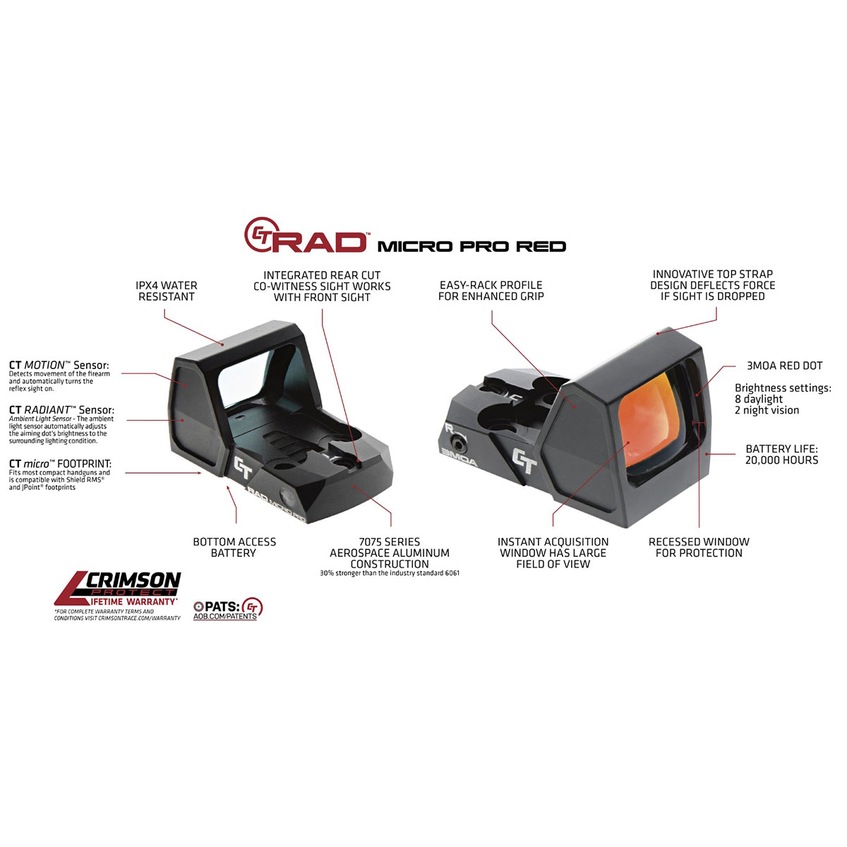 CRIMSON TRACE CORPORATION CT RAD® MICRO PRO - RAPID AIMING DOT REFLEX SIGHT