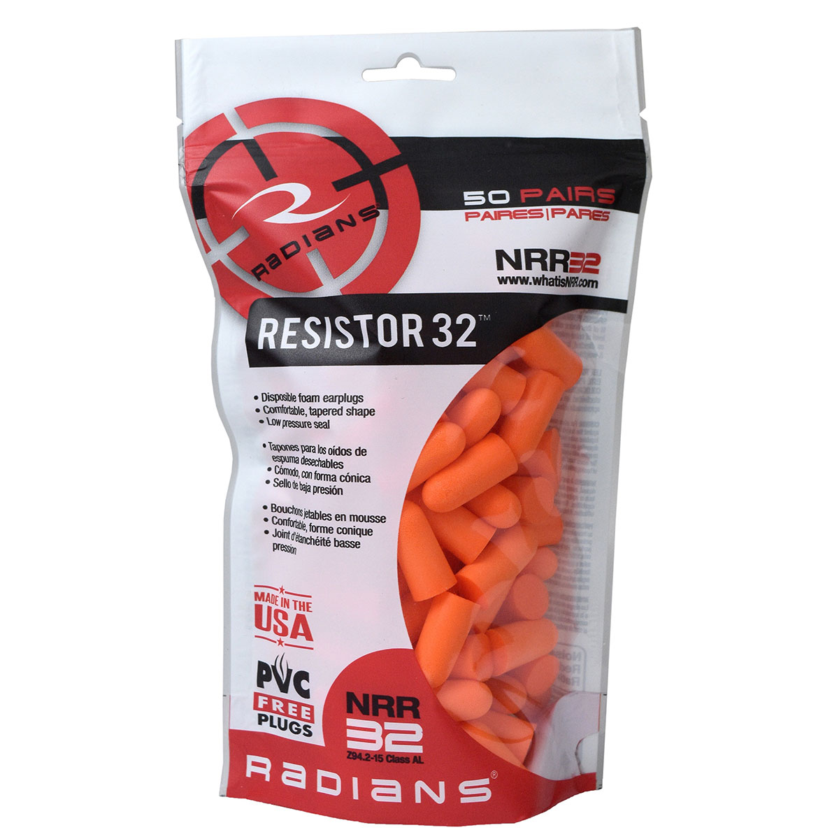 RADIANS RESISTOR 32 DISPOSABLE FOAM EARPLUGS