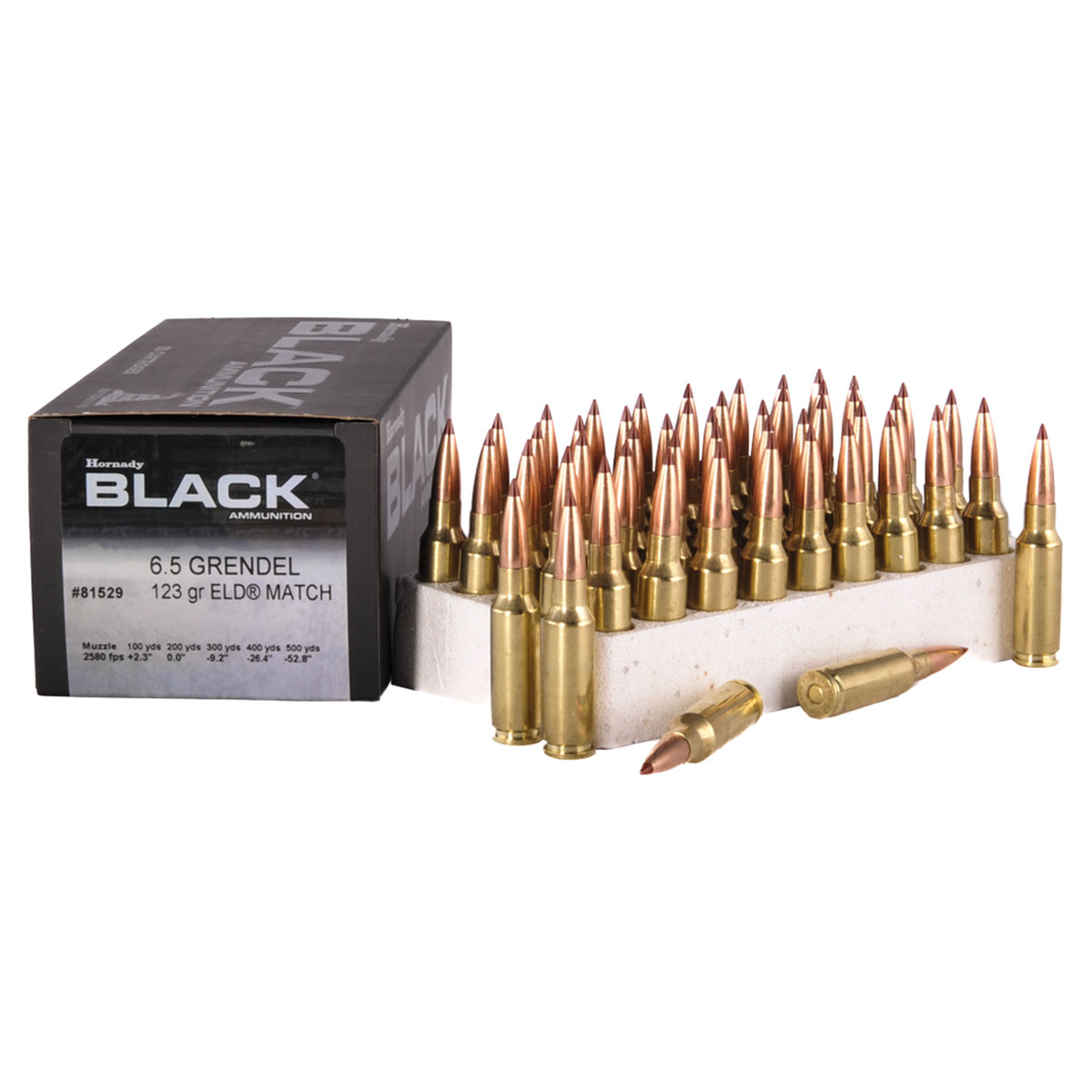 HORNADY BLACK 6.5MM GRENDEL RIFLE AMMO