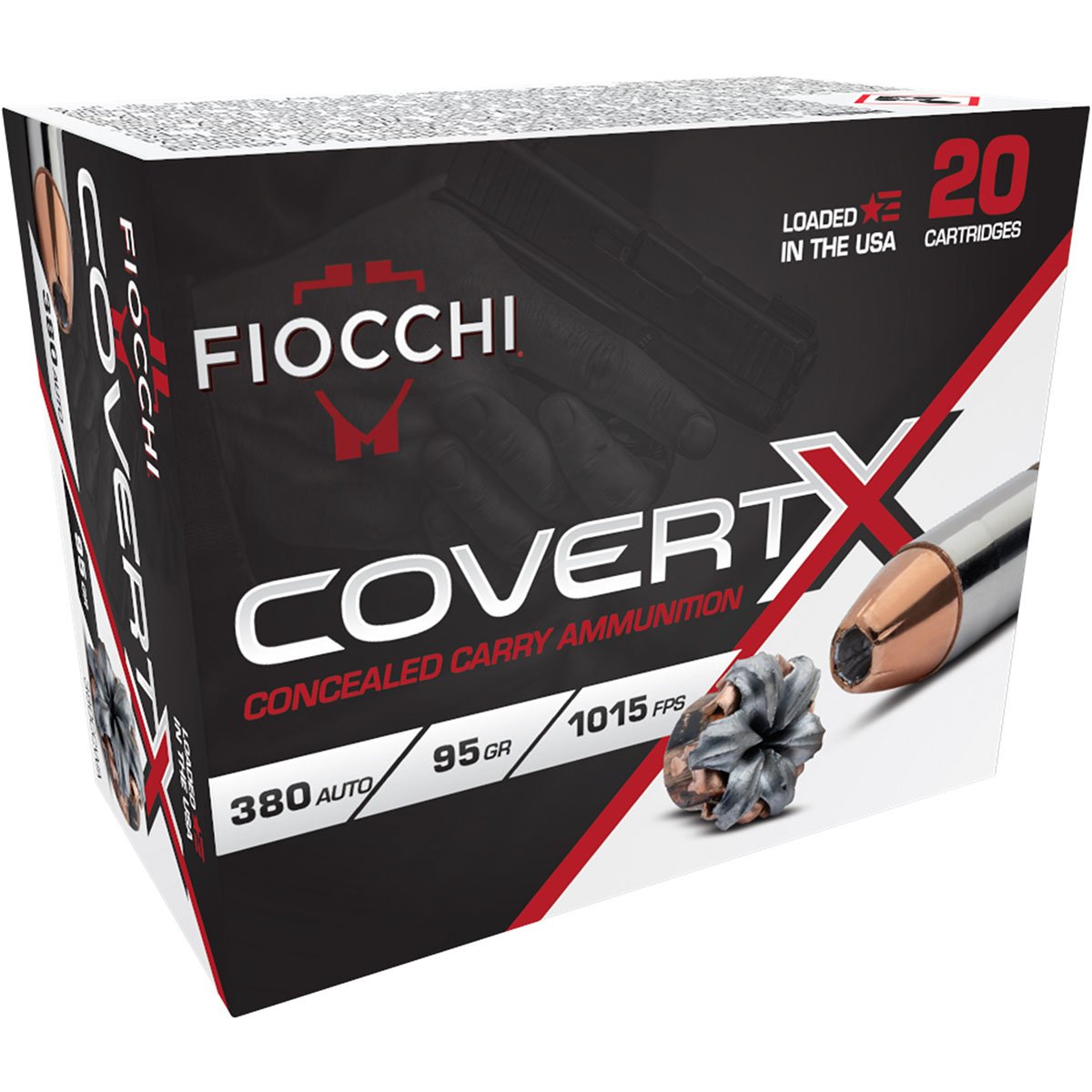 FIOCCHI AMMUNITION COVERTX 380 ACP JACKETED HOLLOW POINT HANDGUN AMMO